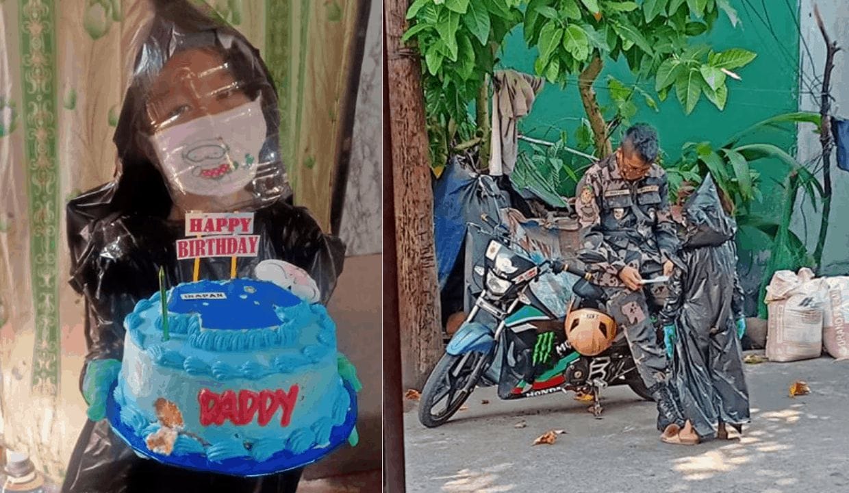 Daughter wears trash bag as PPE to greet and hug frontliner dad on his ...