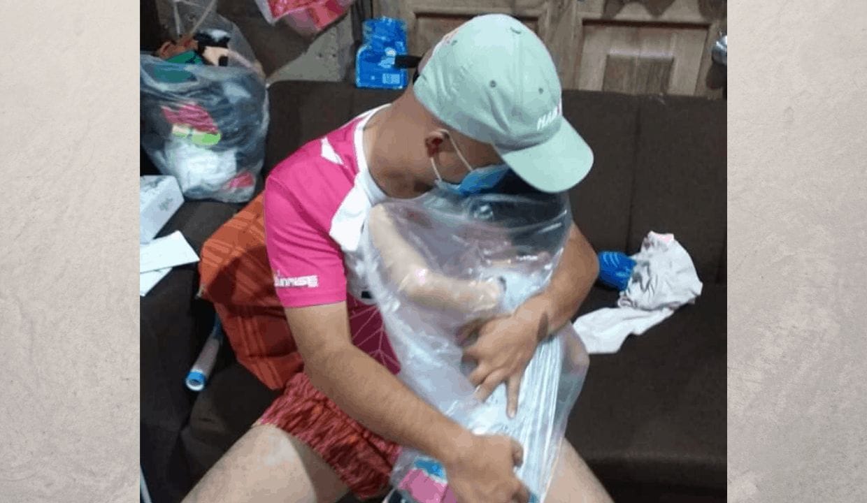 Son gets wrapped in plastic just to hug frontliner dad on his birthday ...